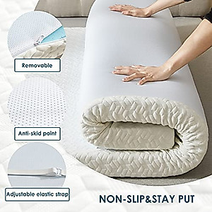 King Size 3 Inch Memory Foam Mattress Topper, Gel-Infused Cooling Bed Topper with Removable & Washable Bamboo Fiber Cover, Zipper Closure