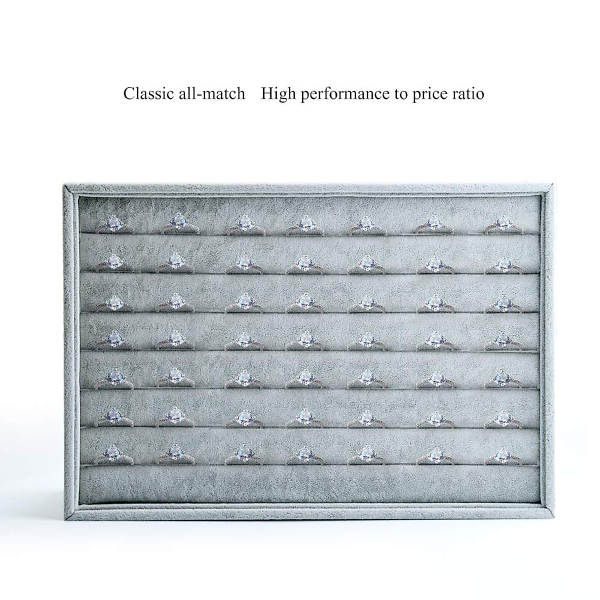 Oirlv Velvet 7 Slots Ring Earrings Studs Tray Showcase Display Jewelry Organizer