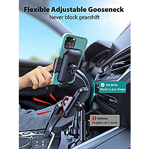 𝗨𝗽𝗴𝗿𝗮𝗱𝗲𝗱 15'' Cup Holder Phone Mount [𝗦𝘁𝗮𝗯𝗹𝗲 & 𝗦𝗲𝗰𝘂𝗿𝗲] Cup Phone Holder for Car, Adjustable Long Neck Phone Cup Holder for Car, Truck, SUV, Fit for iPhone 14 13 Pro Max, All Phones
