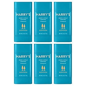 Harry's Deodorant & Antiperspirant - Odor & Sweat Control Antiperspirant for Men - Redwood (Pack of 6)