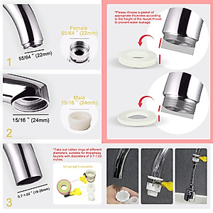 MANMOON Swivel Faucet Aerator with 3 Spray Modes & 360° Rotation, Water-Saving Sink Sprayer Attachment for Kitchen/Bathroom, Chrome-Plated Nozzle (Easy Install, Anti-Splash,Three-stage,Medium)
