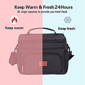 Large Cooler Bag Insulated Lunch Bag Reusable Soft Cooling Tote Bag for Men & Women with 24-Can (15L)(Black)