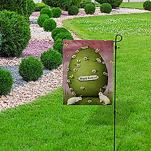 My Little Nest Seasonal Garden Flag Happy Easter Egg And Rabbits Vertical Garden Flags Double Sided for Home Farmhouse Yard Holiday Flag Outdoor Decoration Banner 28"x40"