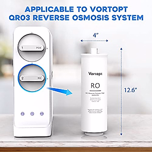 Vortopt QR03 Reverse Osmosis System RO Replacement Filter Cartridge, 24 to 36 Month Lifetime, 600GPD, QR03-RO