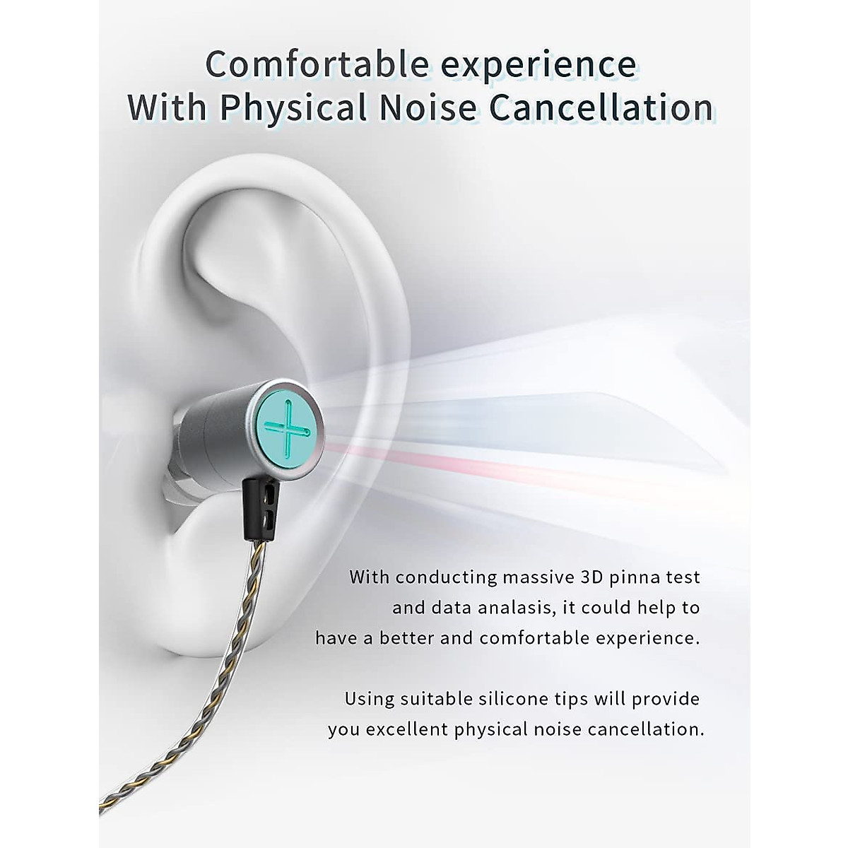 Kinboofi Astrotec Vesna in Ear Monitor Earphone,LCP Diaphragm Earbuds Earphones with Physical Noise Cancellation in Ear Headphone, for Entry-Level Audiophine IEMS (with Mic, Silver)