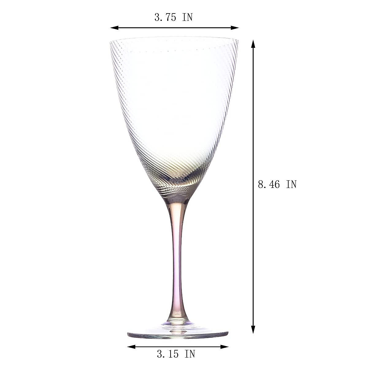 Red Wine Glasses Set of 4-Hand Blown Burgundy Glasses-15 OZ Ribbed Design Iridescent Drinkware for Valentine's Day, Anniversary, Birthday or Daily Use