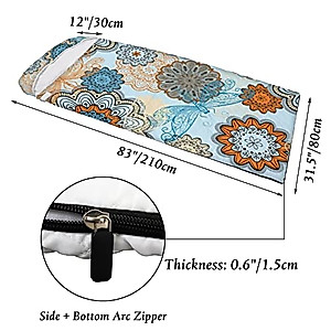 Camping Sleeping Bags for Adults Abstract Doodle Flowers Dragonflies 3 Season Cold Weather Sleeping Bag Waterproof Sleeping Nap Mat for Girls Boys Hiking Travel Outdoor