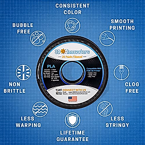 3D Innovators 3D Printer PLA Filament, 1.75mm, 1KG/2.2LB, Dimensional Accuracy +/- 0.02 mm (Real White) (Works with Lithophanes)