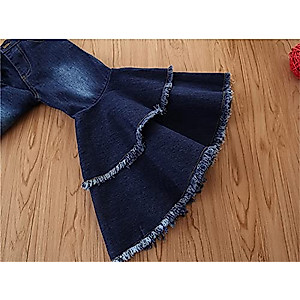 AwarFy Children Jeans Flare Pants Clothes Kids Girls Trousers Baby Toddler Tassel Pants Denim Girls (Dark Blue #8, 6-7 Years)
