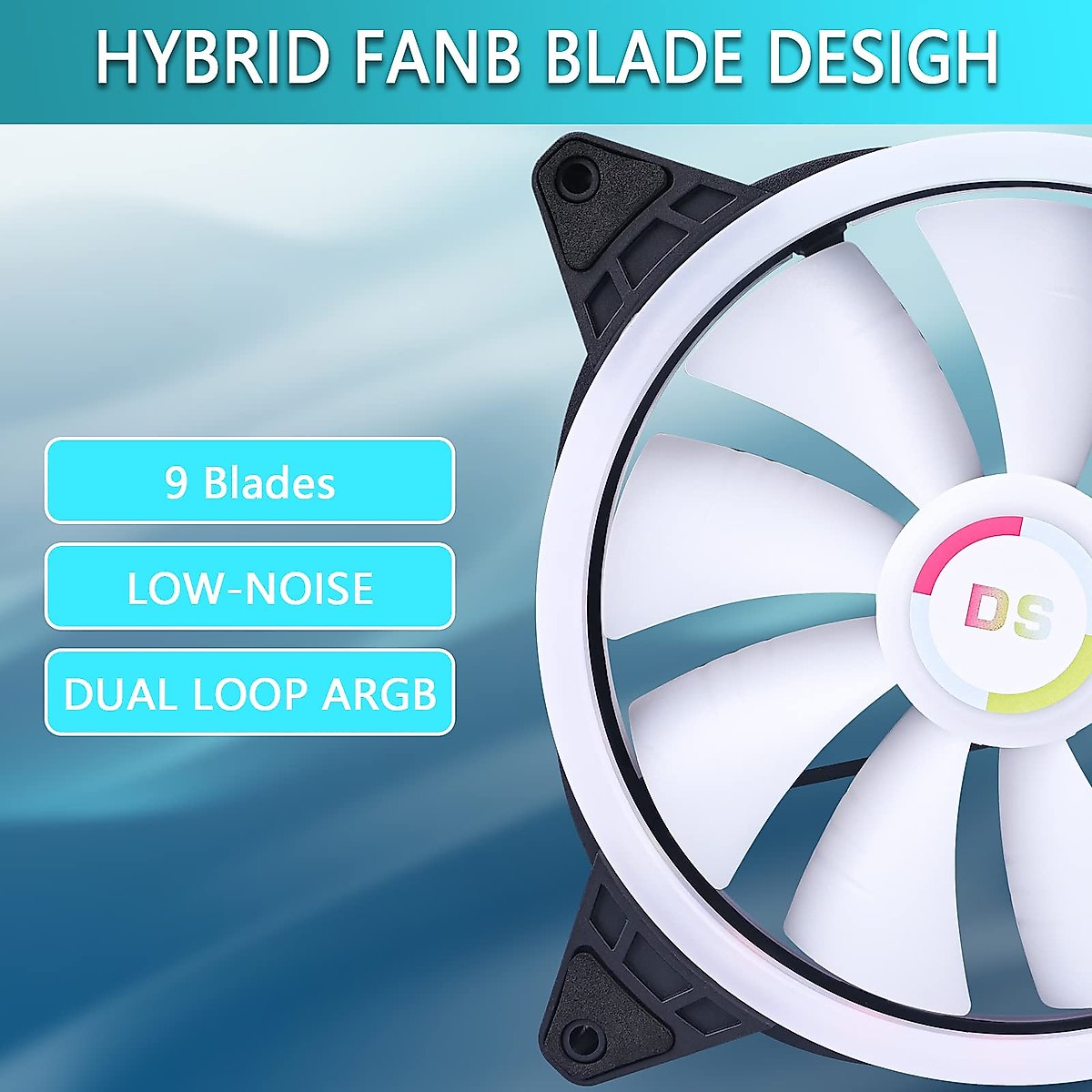 DS 140MM LED Fans with Controller for PC Cases, Addressable RGB Fans for Computer Case, CPU Coolers, Radiators System (3Pack RGB Fans, 2Pack PC LED Strips, 4th GEN Hub Box, A Series)