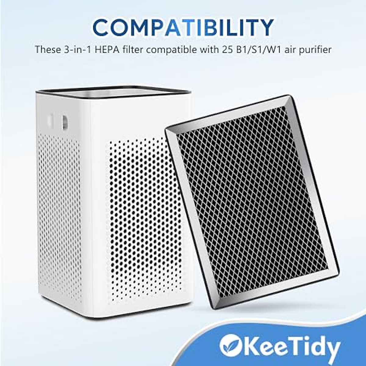 KeeTidy 25 Replacement Filters Compatible with MA Air Puri-fier 25 Series B1/S1/W1, H13 True HEPA Filters, 3 in 1 Pre-Filters, 2 Set