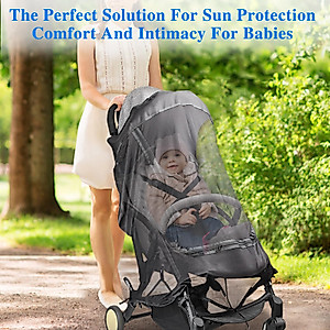 Stroller Sun Shade (Universal) - UV Protection - Breathable - Sun Protection for Strollers - Large Stroller Shade (Transparent) - Accessories for Strollers