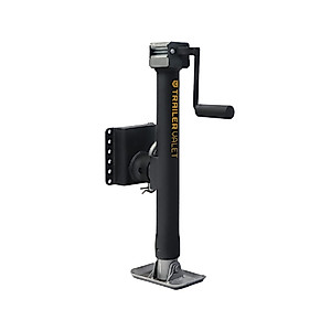 Trailer Valet TVJX5-S Swivel Jack Pipe Mount with 5K Lifting Capacity– Drill-Powered Option, Includes Free TVDA Drill Attachment, Patented 3:4 Gear Ratio, Marine-Grade Material, Rust-Resistant Coating