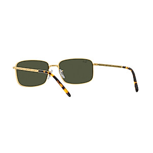 Ray-Ban RB3717 Rectangular Sunglasses, Legend Gold/Green, 57 mm