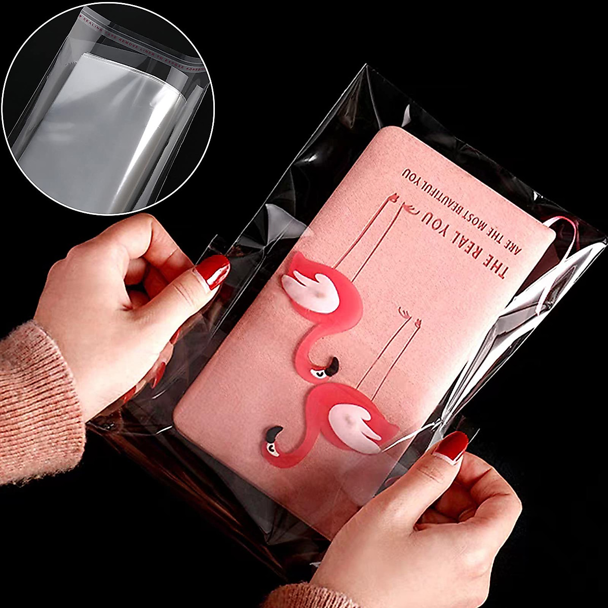 400Pcs Clear Plastic Self Sealing Bags with Hang Hole Resealable Storage Cellophane Bags for Bakery Cookies Candies Jewelry Decorative Wrappers Gifts 3 x 5inch, 4x 6inch, 5 x 7inch, 8 x 10 inch