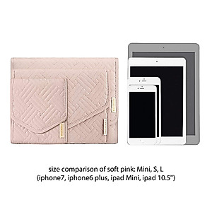 BAGSMART Travel Jewelry Organizer Case Foldable Jewelry Roll for Journey-Rings, Necklaces, Earrings, Bracelets,Mini,Soft Pink