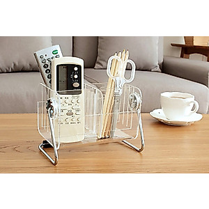 Focux Clear Acrylic Remote Control Holder Organizer Magic Telephone and Stationary Holder Holds up to 6 Remotes,360 Degree Rotatable (Clear)