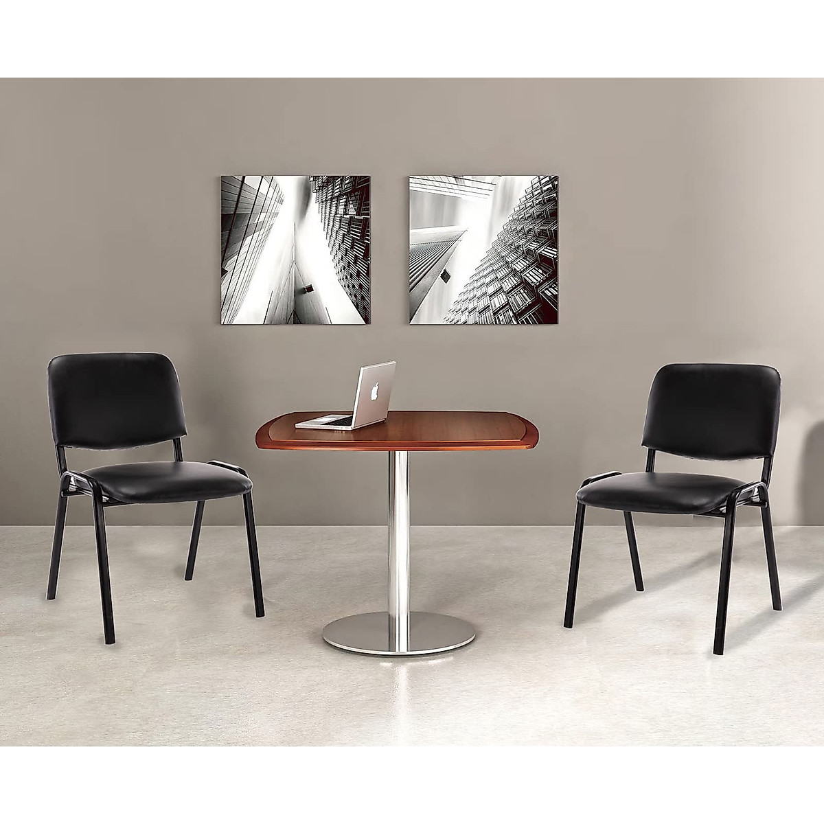 Shunzhi Waiting Room Chairs Set of 10 Stackable Conference Room Chairs Pu Leather Office Guest Chairs Side Reception Chairs for Breakroom/Lobby/Events/Church/School/Hall/Hotel,Black,10PCS