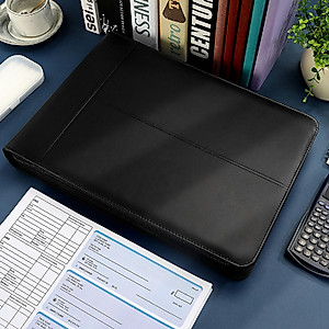 SUNEE Zippered Business Checkbook Binder 7 Ring 1 Inch with Zipper for Business Checks (9" x 13"), PU Leather 7 Ring Check Binder for Business Checks Holds 600 Checks Capacity for Executive Supplies