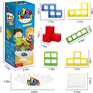 48 Pcs Tetra Tower Game,Tetra Tower Balance Game,Tetra Tower Stacking Game Adult Tetra Tower Stacking Blocks Balance Game Blocks Building Toys