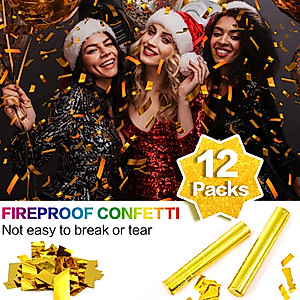 Confetti Cannon Gold Confetti Poppers Cannons 12 Pack Confetti Party Poppers Confetti Shooters Golden Confetti Cannon Bulk for Wedding Birthday Graduation Baby Shower Anniversary Christmas New Year's