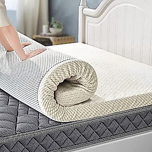 2 Inch Tempurpedic Mattress Topper Full Size, Cozary Cooling Mattress Pad Cover for Back Pain, Bed Topper with Bamboo Cover, Soft Breathable