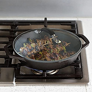 WishDirect 12 Inch Tempered Glass Pot Lid Compatible with 12” Lodge Cast Iron Skillets and 7 Quart Dutch Ovens - Designed with Steam Vent Hole and Heat Resistant Handle