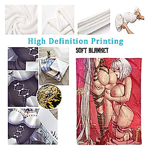 Sexy Anime Waifu Blanket Hentai Boobs Oppai Ecchi Anime Lightweight Bedding Super Soft Flannel Throw Blankets for Bed Living Room Couch Sofa, All Season Blanket for Otaku Adults
