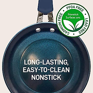 Nutrichef 11 Piece Nonstick Ceramic Cookware Excilon Home Kitchen Ware Pots & Pan Set with Saucepan Frying Pans, Cooking Pots, Lids, Utensil PTFE/PFOA/PFOS Free, Blue Diamond Pcs