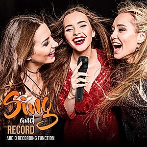 Pyle Portable Bluetooth Karaoke Speaker System - Audio Recording Function, 32 GB USB/SD Card Support, Built-in Rechargeable Battery, Flashing DJ Light w/ Music Streaming & Handheld Mic PWMA275BT