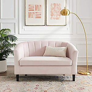 Modway Prospect Channel Tufted Performance Velvet Loveseat, Pink