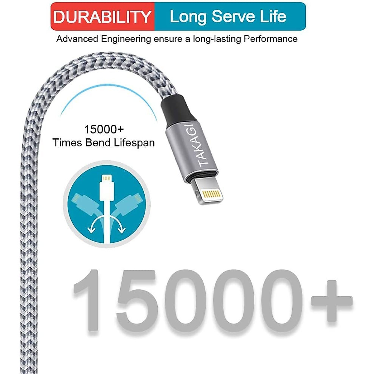 TAKAGI 3Pack 6FT Nylon Braided Lightning Cable USB Charging Phone Charger Cord Compatible with Phone 14 13 12 11 Pro Max XR XS X 8 7 6 Plus SE and iPad