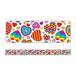 Carson Dellosa | Groovy Hearts Bulletin Board Borders | 12 Strips, 36ft