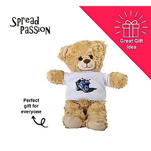 SpreadPassion Motorcycle Teddy Bear, Gift Stuffed Animal, Plush Teddy Bear with Tee, Welcoming Baby Gift, Gift for Her, Gift for Newborn, Cute Birthday Christmas Basket Gift Idea