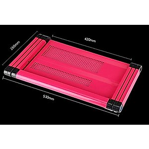 Goldball Portable Laptop Computer Desk Adjustable Vented Laptop Table Portable Bed Tray Book Stand Multifunctional & Ergonomics Design Dual Layer 17” Laptop Computers or Smaller (Rose Red)