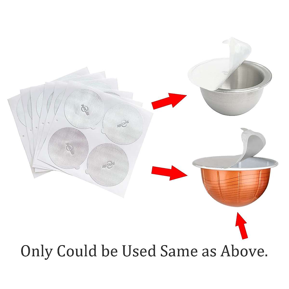 RECAPS Aluminum Foil Lids to Reuse Coffee Pods Compatible with Nespresso VertuoLine 200 Pcs 62mm