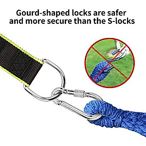 FORTGESCHE Tree Swing Straps Hanging Kits, Adjustable Swing Hammock Straps 5ft Length with 2 Heavy Duty Lock Carabiner Hooks and Tree Protector Sleeves Perfect for Hammock & Tree Swing, Holds 2200lb