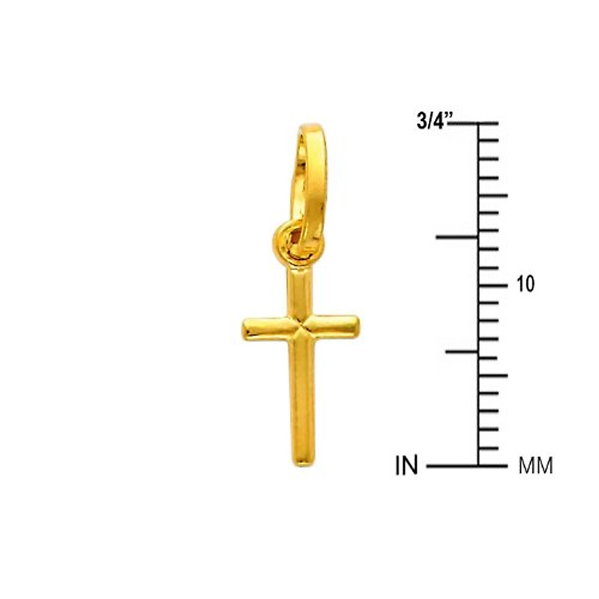 14k REAL Yellow Gold Tiny Latin Style Cross Charm Pendant