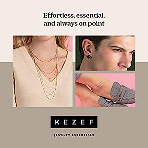 KEZEF Sterling Silver with Gold Overlay 1.3mm Cable Chain Necklace 24"