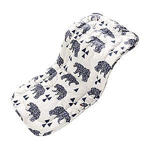 Baby Carriage Cushion, Universal Breathable Stroller Mat, Stroller Cushion for Strollers 100% Cotton, 34x78cm 1 Pack (Black Bear)