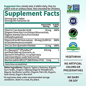 Garden of Life Quercetin Once Daily Immune System Support Supplement with Vitamin C, D & Probiotics – Dr Formulated – Immune Health, Respiratory Health, Skin Health, Gluten Free, Non GMO – 30 Tablets