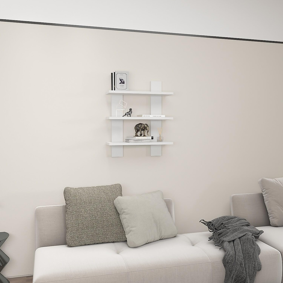 Harris Floating Wall Shelf, Modern Wall Shelves, Wall Shelving, Floating Bookshelf, Wall Mounted Shelves, Space Saving Furniture (White)