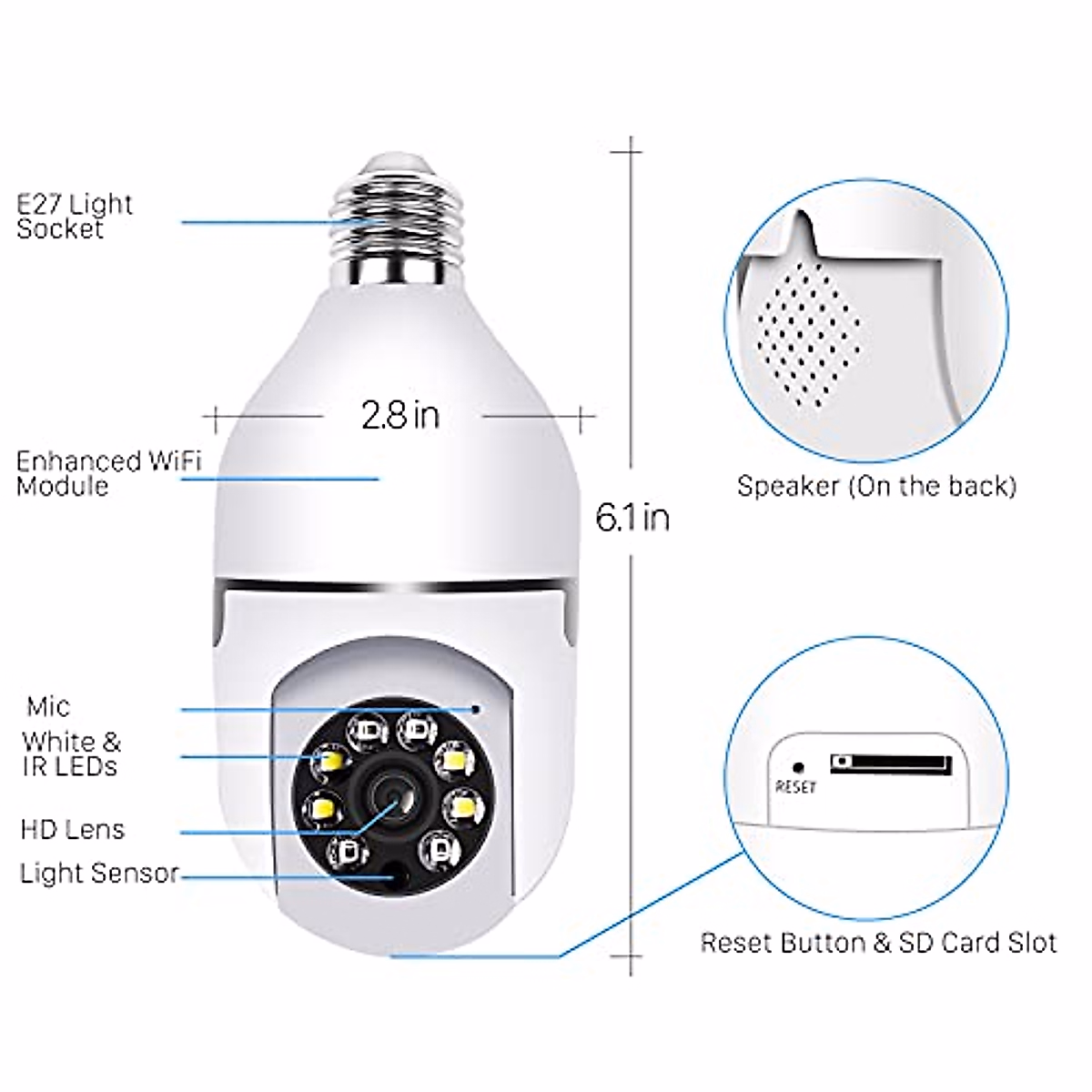 Qilmy Pan Tilt Security Camera, Full-HD 1080P Wireless Wi-Fi IP Camera, Home Surveillance CCTV Cameras with Motion Detection Alarm/Night Vision/Remote Viewing (Ful HD 1080P)