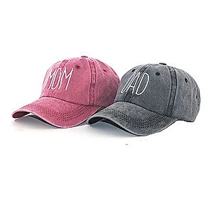 Women's Baseball Cap Mama Vintage Distressed Washed Cotton Adjustable Dad Hat Outdoor (DAD+MOM)