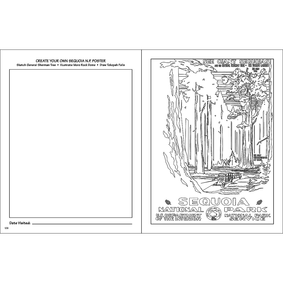National Parks WPA Poster Art Coloring Sketchbook