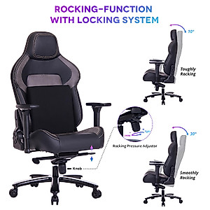Big and Tall Gaming Chair 440LBS Gaming Chair with Metal Base Memory Foam Lumbar 4D Adjustable Armrest Gaming Chair for Heavy People Ergonomic High-Back Computer Chair