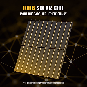 BougeRV 400 Watts 10BB Mono Solar Panel, All Black Frame Monocrystalline Technology Work with 12/24 Volts Charger for RV Camping Home Boat Marine Off-Grid