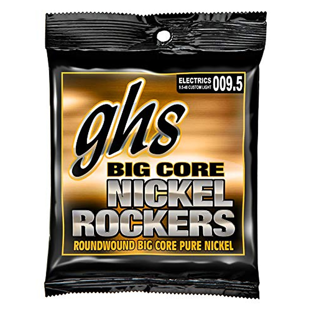 GHS Strings BCCL Big Core Nickel Rockers, Pure Nickel Electric Guitar Strings, Custom Light (.009 1/2-.048)