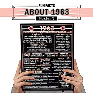 VAPARA DESIGNS 60th Birthday Decorations For Women - 3 Pack of Fun, Artistic 11x14 Rose Gold Birthday Posters - 60th Birthday Gifts For Women - 60 Years Ago - Back In 1963