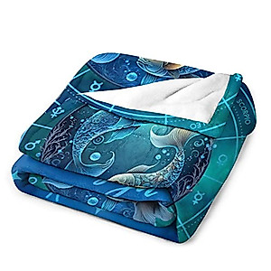 Custom Pisces Blanket Gifts, 50"x40" Rectangular Flannel Zodiac Throw Blanket Cozy, Personalized Blankets Gift for Boys Girls Teen Women Men Tarot Cards Lovers Birthday Anniversary Festival